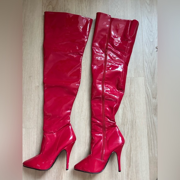 Pleaser | Shoes | Pleaser Seduce Thigh High Boots Red | Poshmark